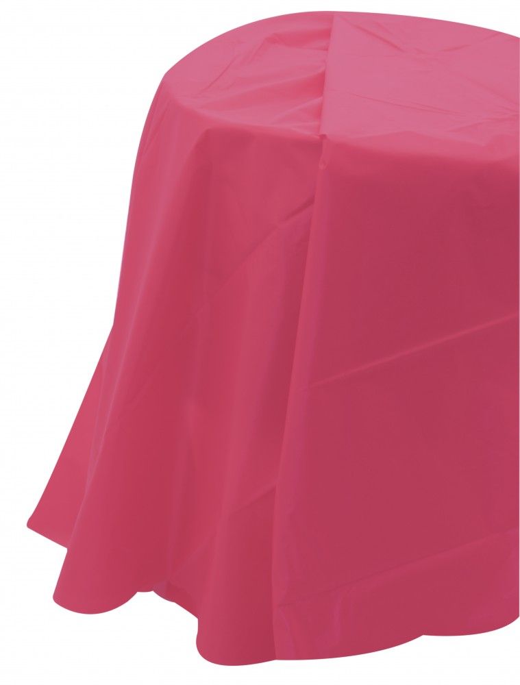 Hot Pink Round Plastic Table Cover (84 inch) | APAC