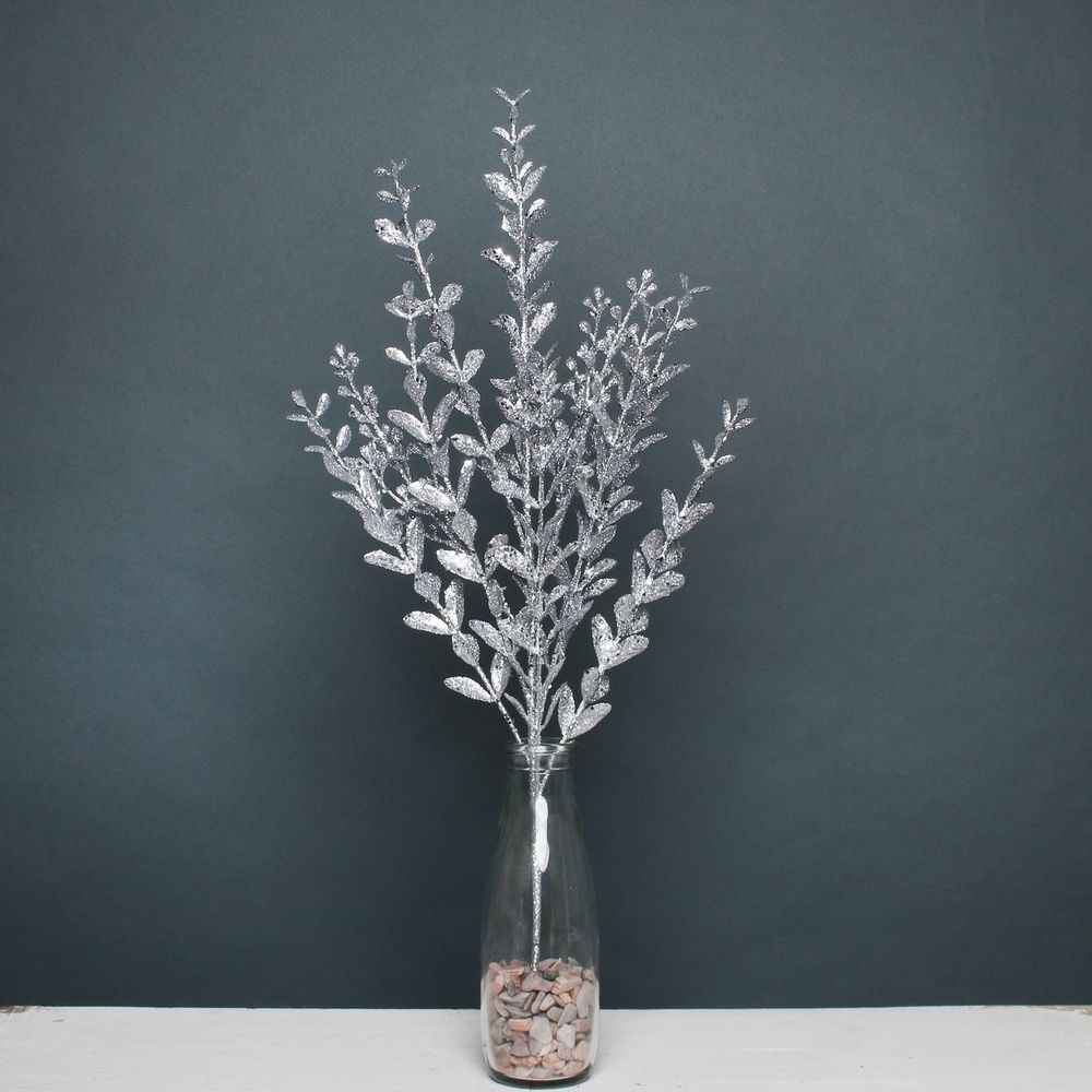 Glitter boxwood spray Silver | APAC