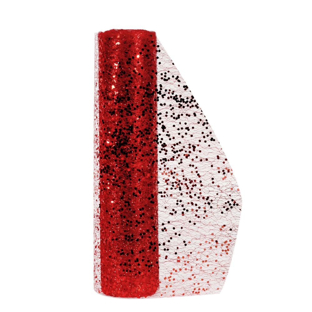 Glitter Mesh ribbon runner 30cm x 5 yards RED | APAC