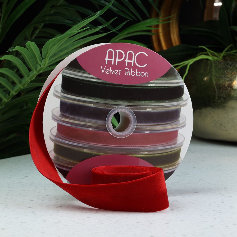 Bright Red Velvet Ribbon 38mm x 20m | APAC