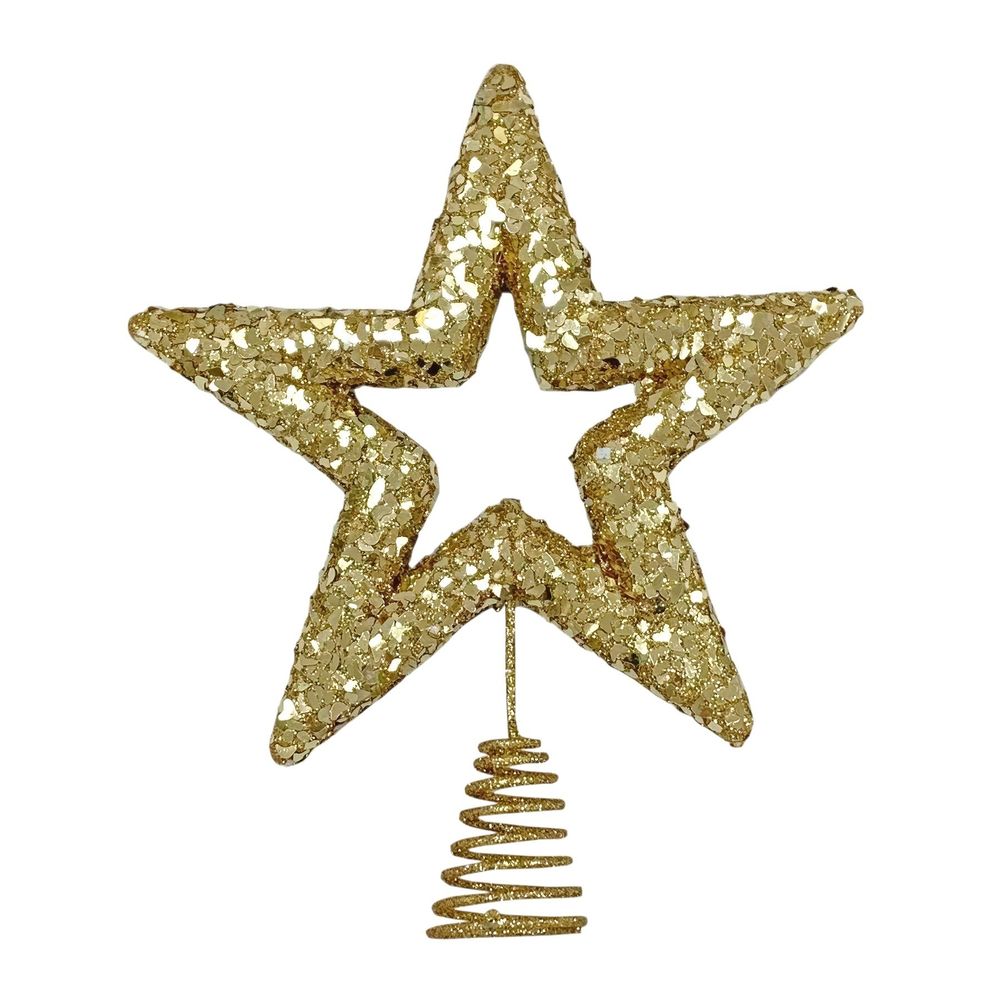 Glitter Star Tree Topper - Gold - 15cm | APAC
