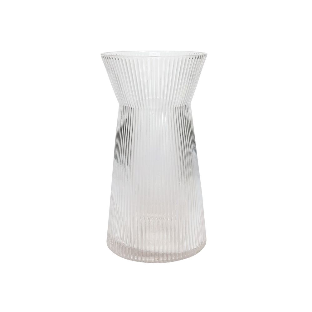 Tall Ribbed Vase with Wide Neck - Clear - H26cm | APAC
