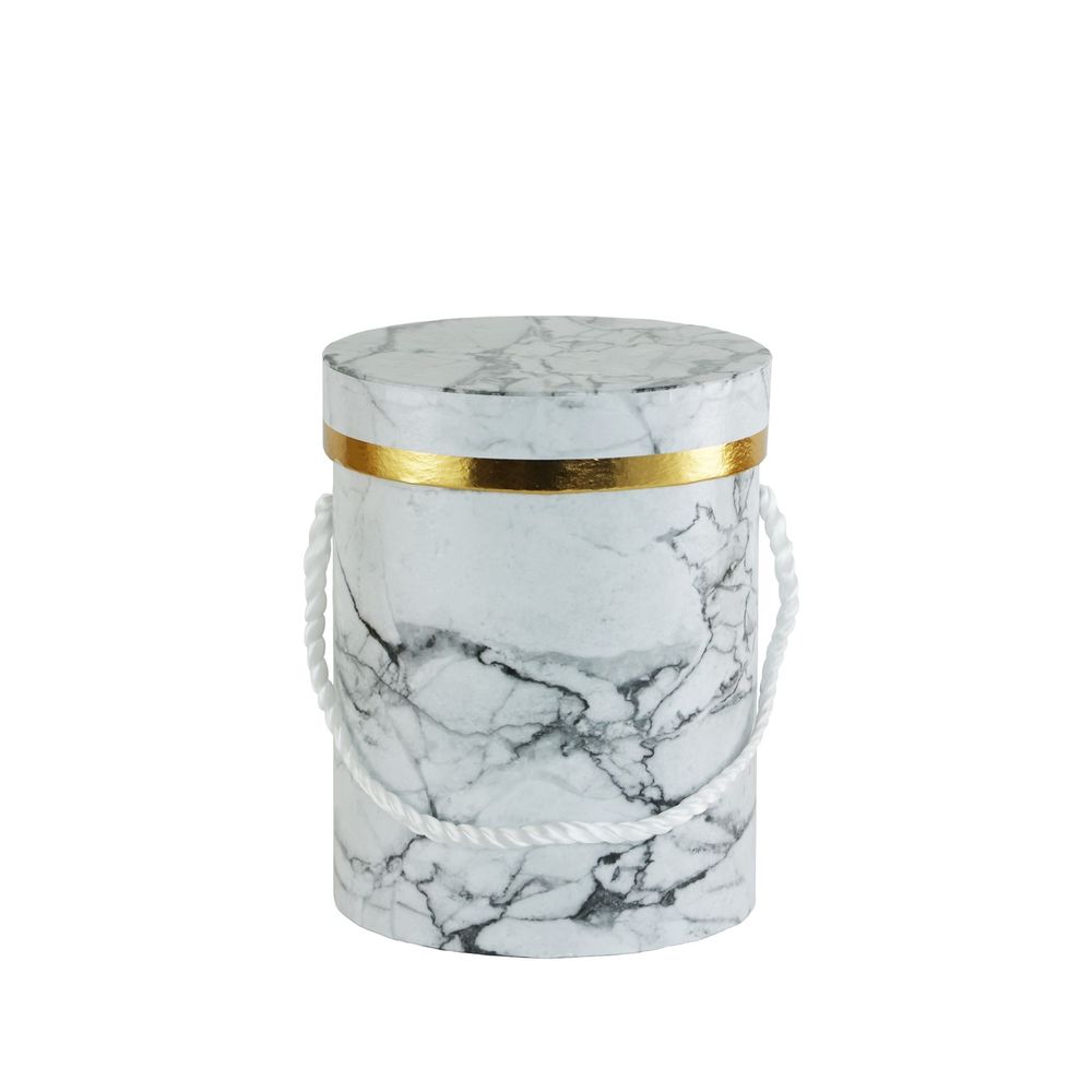 Hat Box Marble Gold Rim 17cm Rope Handle | APAC