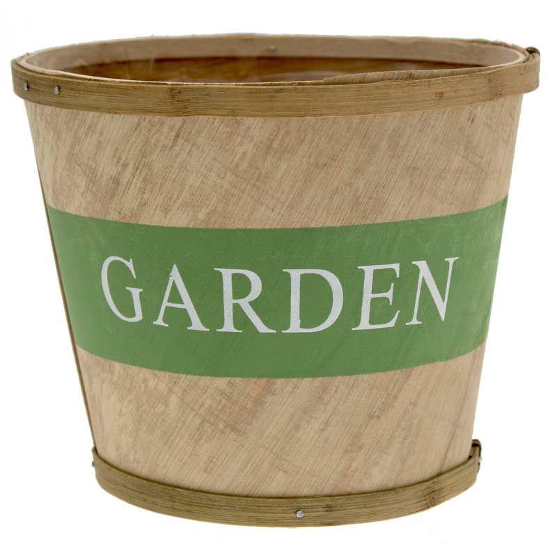 Round Wooden Planter with 'Garden' Design (Dia19cm) | APAC