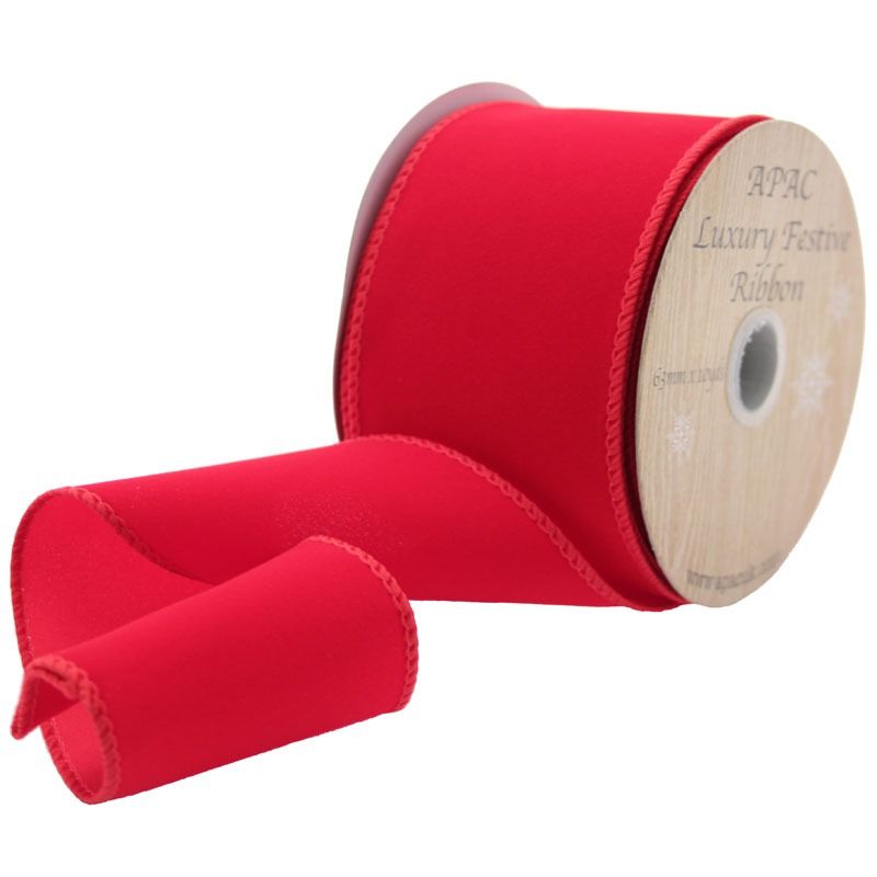 63mm x 10yds Red Velvet Ribbon (6/72) | APAC